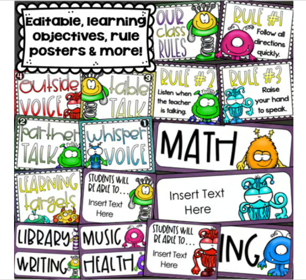 Monster Theme Classroom Management Decor Bundle (Posters, Rules ...