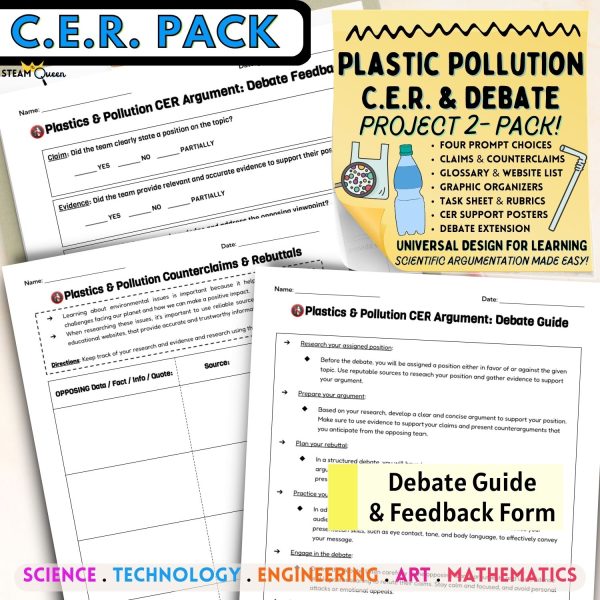 CER Plastic Pollution Scientific Argument Debate Project 2-Pack Middle ...