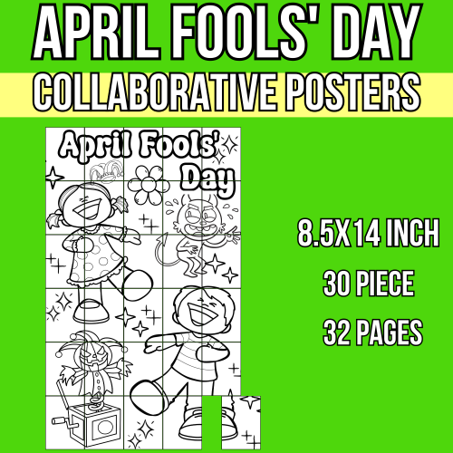 April Fools' Day Collaborative Poster Art Coloring Pages -8.5x14 inches ...