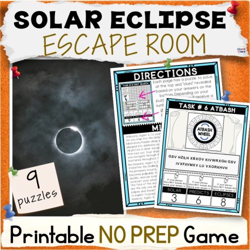 Solar Eclipse 2024 Escape Room Printable Activity - 9 Puzzles Breakout ...