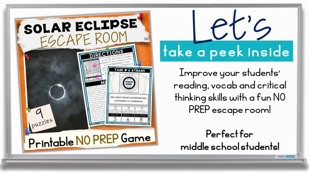 Solar Eclipse 2024 Escape Room Printable Activity - 9 Puzzles Breakout ...