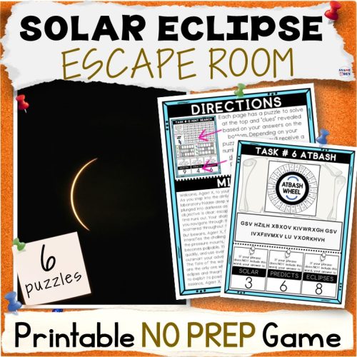 Solar Eclipse 2024 Escape Room Printable Activity - 6 Puzzles Breakout ...