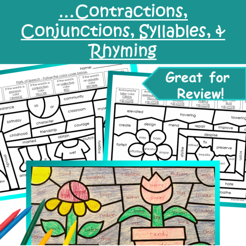 3rd Grade Spring Grammar & Parts of Speech Color by Code Activities ...