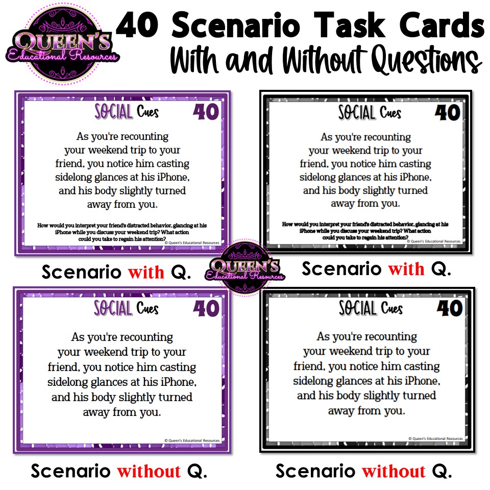 Social Cues Scenarios | Nonverbal Cues | Body Language Situation Cards ...