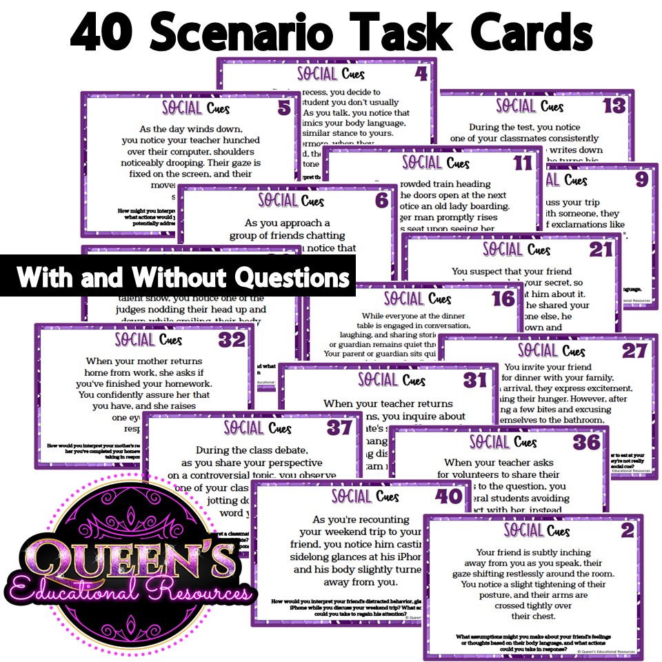 Social Cues Scenarios | Nonverbal Cues | Body Language Situation Cards ...