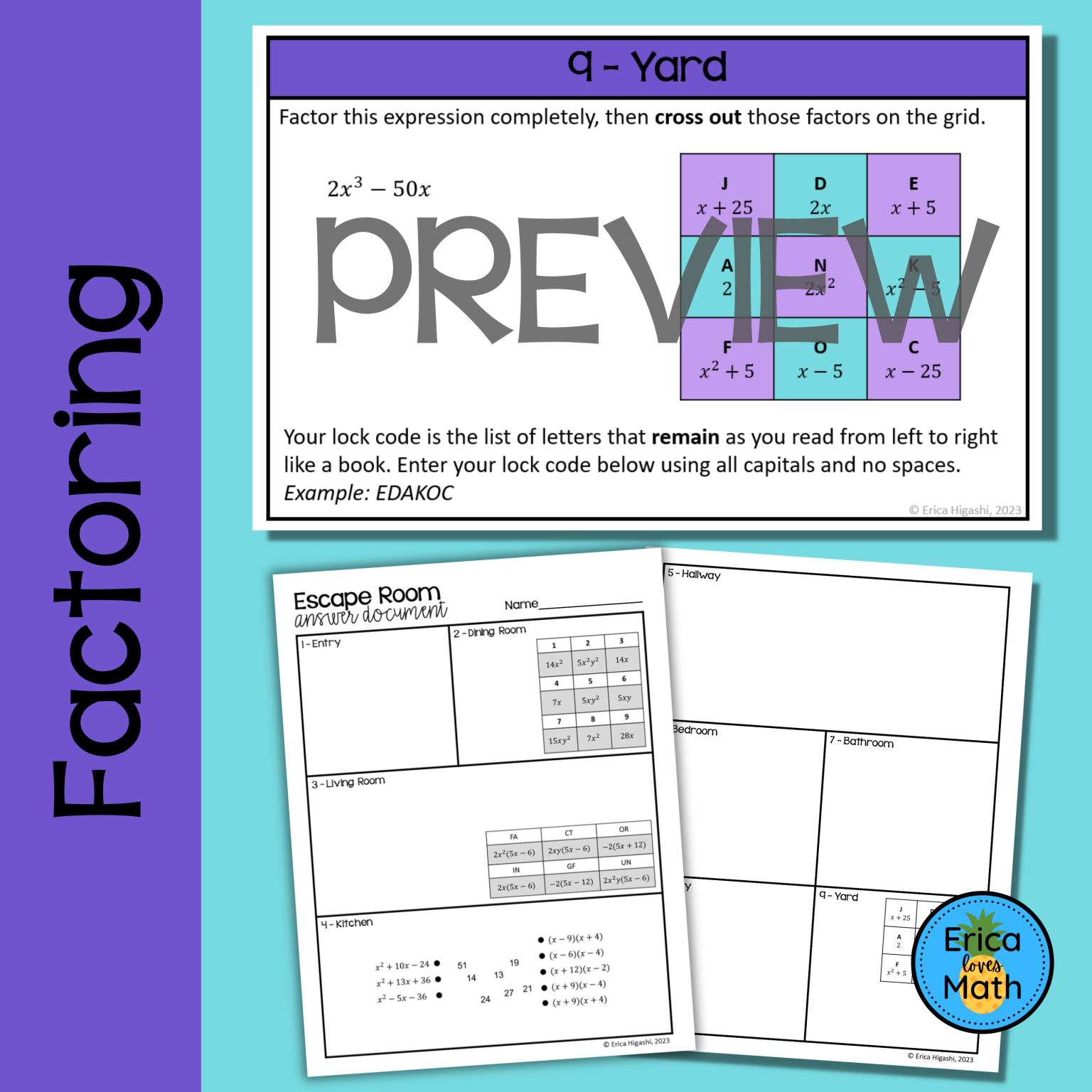 Factoring Review Escape Room Activity (Digital & Printable) | Made By ...