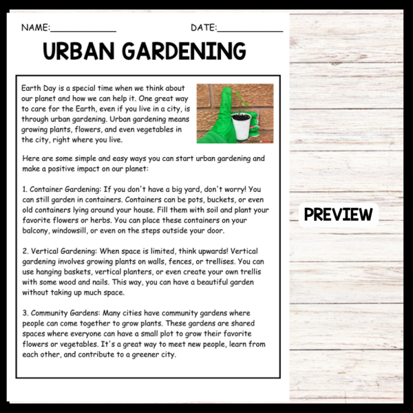 "CLIMATE CHANGE AWARENESS" Earth Day Reading Comprehension Worksheets ...
