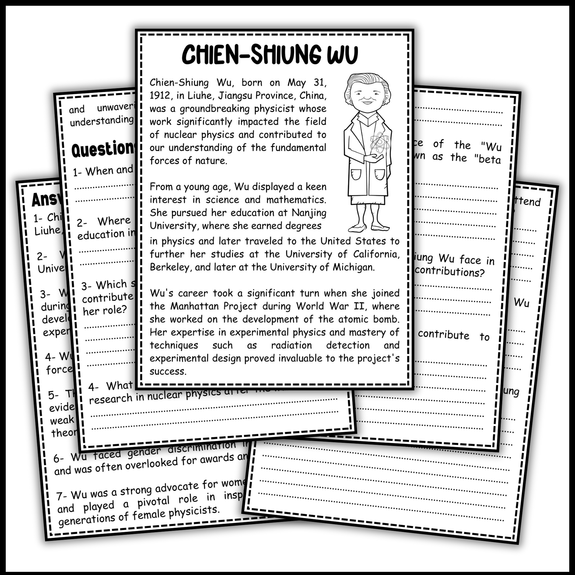 May AAPI Heritage Month Chien-Shiung Wu Reading Comprehension Passage ...