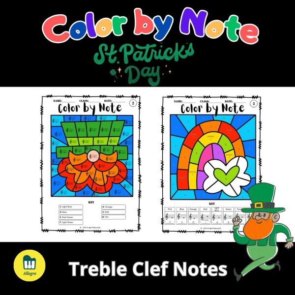 St. Patrick's Day Color by Note - Treble Clef Notes | Made By Teachers