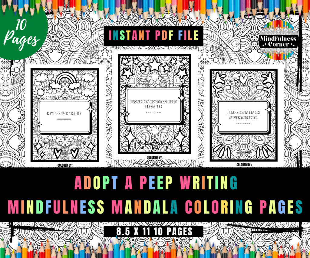 Adopt A Peep Writing Craft Activity, Door Decorations Coloring Sheets ...