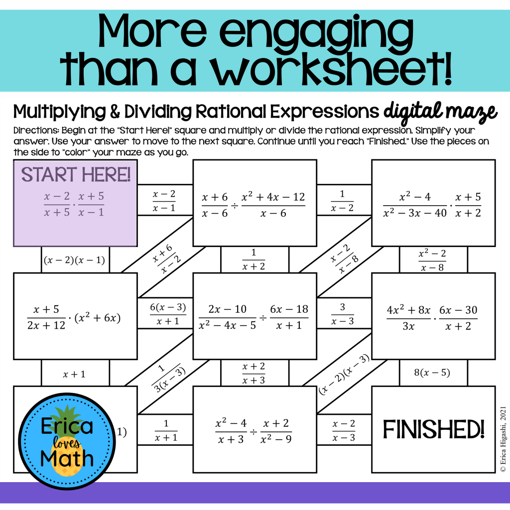 Multiplying & Dividing Rational Expressions Digital Activity Maze ...