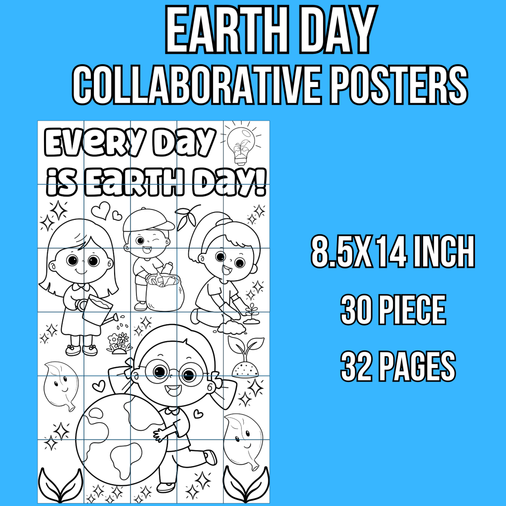 Earth Day Collaborative Poster Art Coloring Pages -Earth Day Activity-8 ...