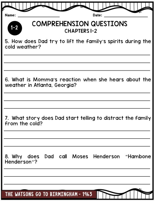 The Watsons Go To Birmingham - 1963 Novel Study Guide - Made By Teachers