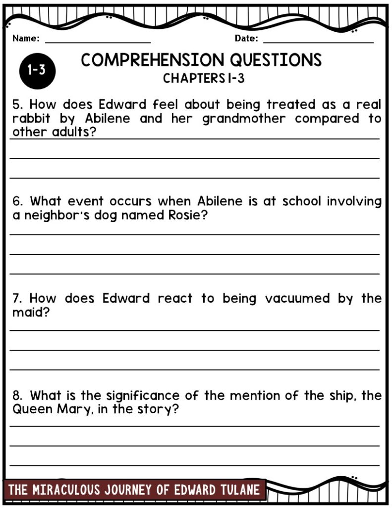 The Miraculous Journey of Edward Tulane Novel Study Guide - Made By ...