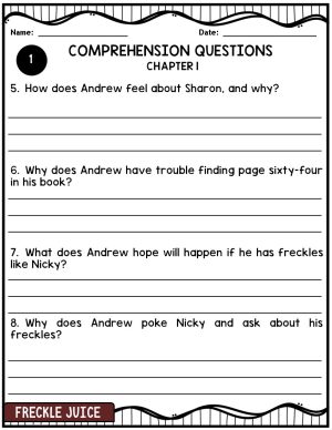 Freckle Juice Novel Study Guide - Made By Teachers