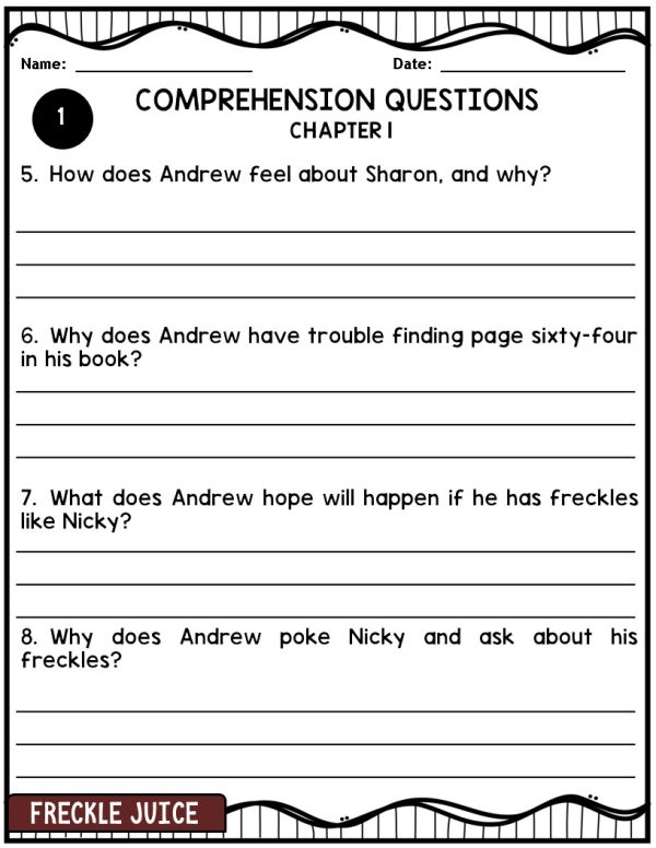 Freckle Juice Novel Study Guide - Made By Teachers