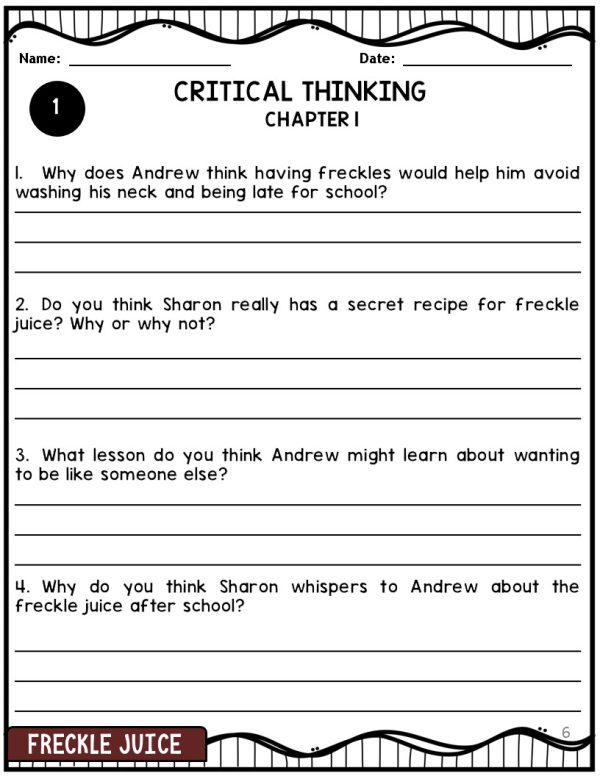 Freckle Juice Novel Study Guide - Made By Teachers