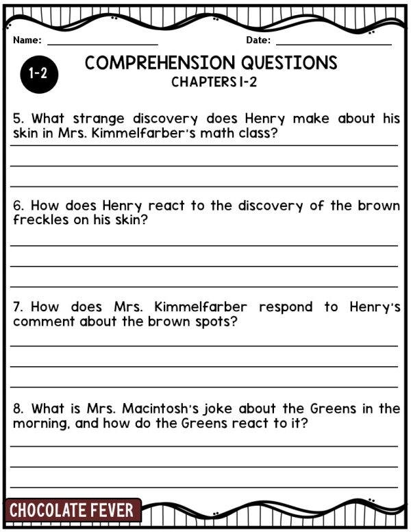 Chocolate Fever Novel Study Guide - Made By Teachers