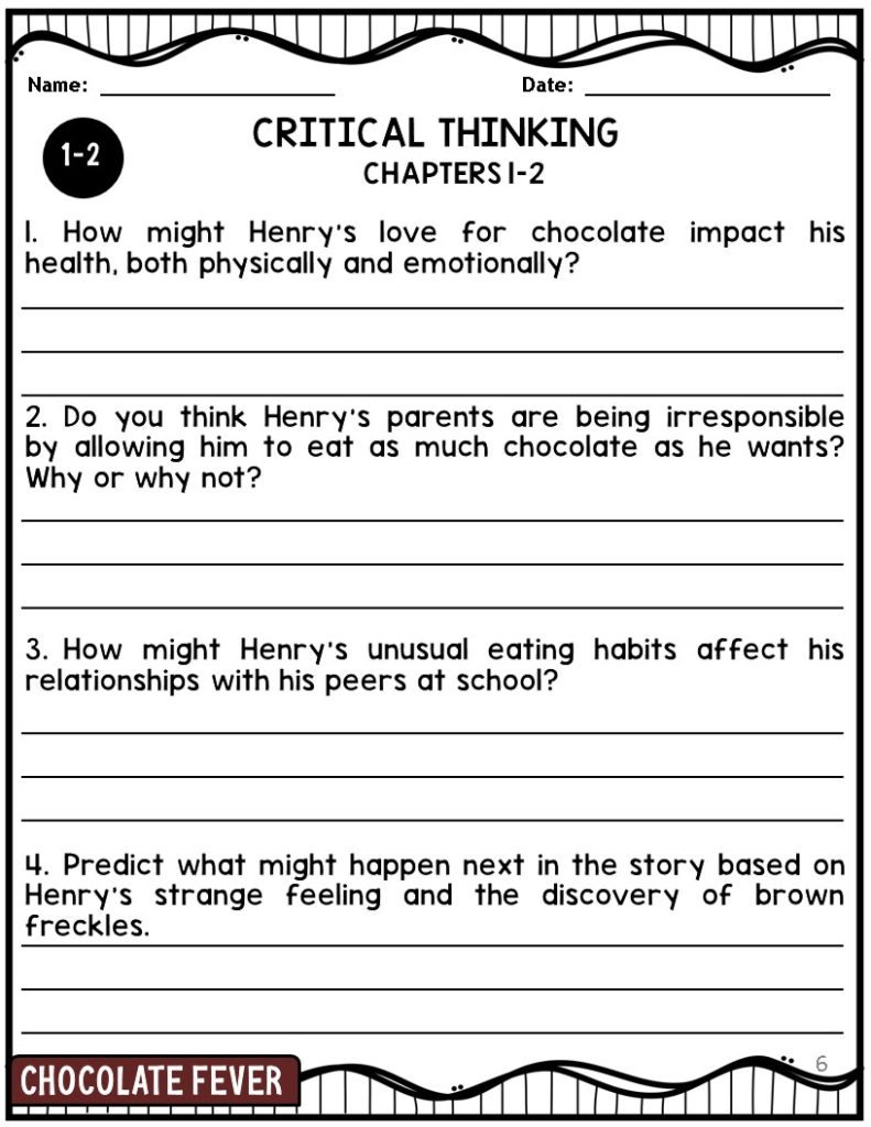 Chocolate Fever Novel Study Guide - Made By Teachers