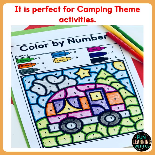 Camping Color by Number 1 to 20 Math Worksheet | Summer Subitizing ...