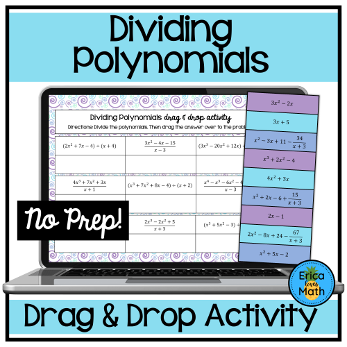 Dividing Polynomials by Long or Synthetic Division Digital Drag & Drop ...
