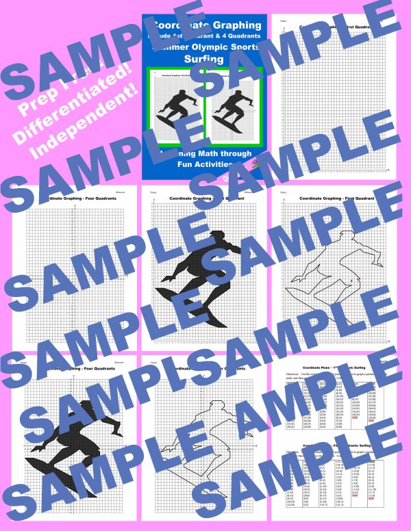 Olympic Coordinate Plane Graphing Picture: Surfing -Summer Sports ...