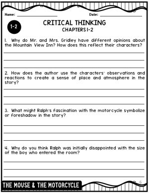 The Mouse and the Motorcycle Novel Study Guide - Made By Teachers
