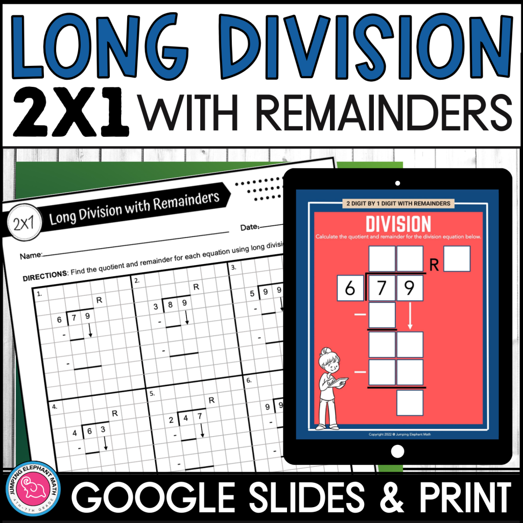 Long Division 2 Digit by 1 Digit With Remainders Google Slides and ...