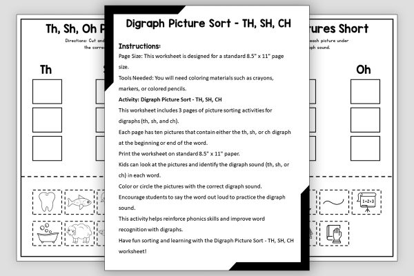 Digraph Picture Sort Worksheet - Digraph Sort Cut & Paste Worksheets ...