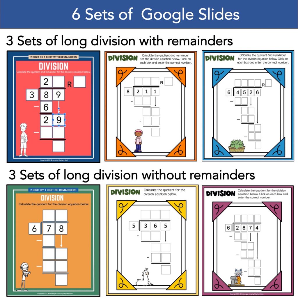 Long Division With and Without Remainders Bundle Google Slides and ...