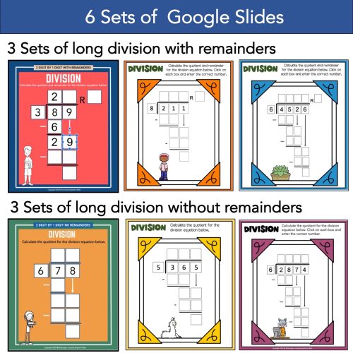 Long Division With and Without Remainders Bundle Google Slides and ...