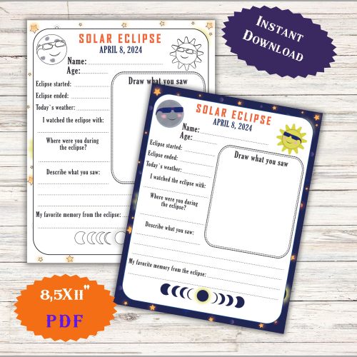 Solar Eclipse Worksheet, Observing April 8, 2024 Printable Game Space ...