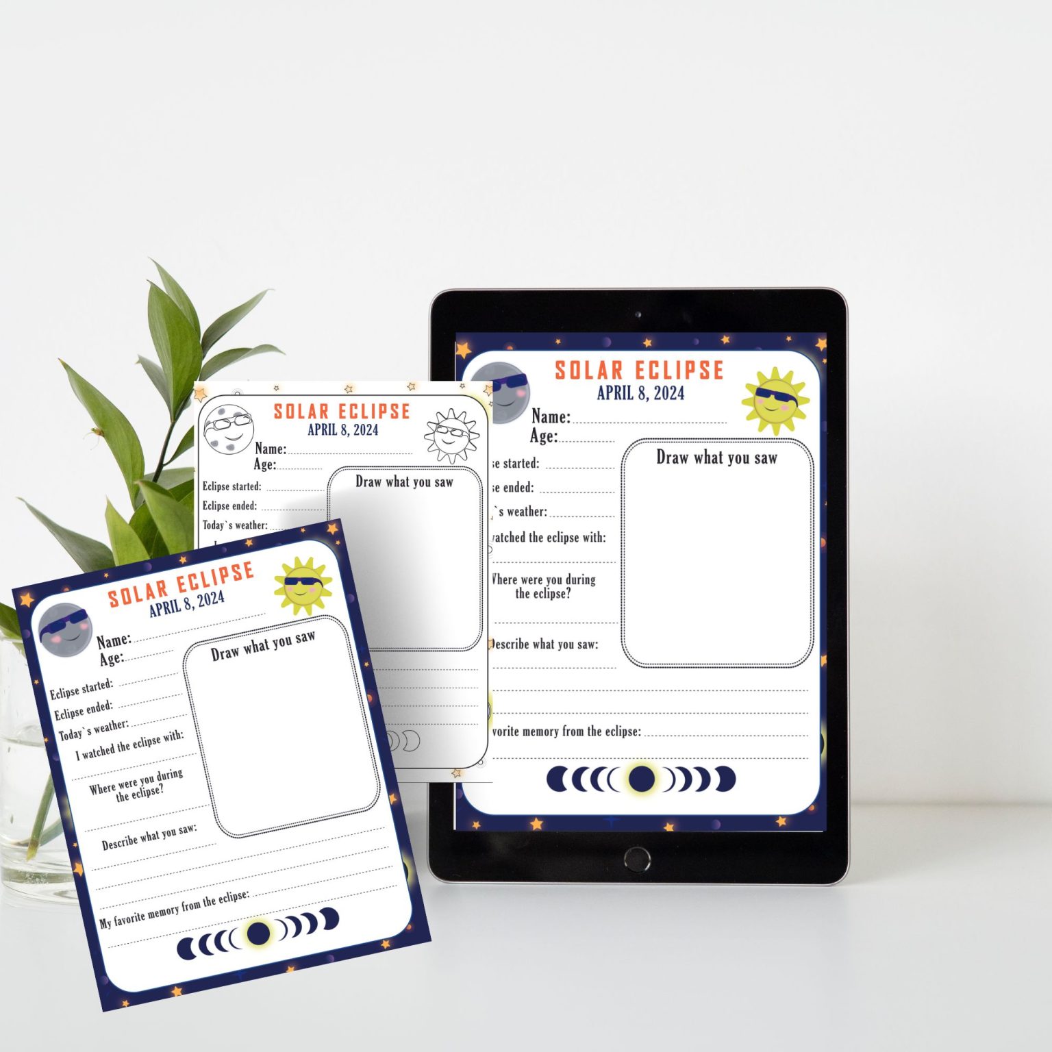 Solar Eclipse Worksheet, Observing April 8, 2024 Printable Game Space ...