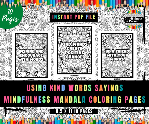 Using Kind Words Word Wall Sayings, Relaxing Craft Coloring Pages, No ...