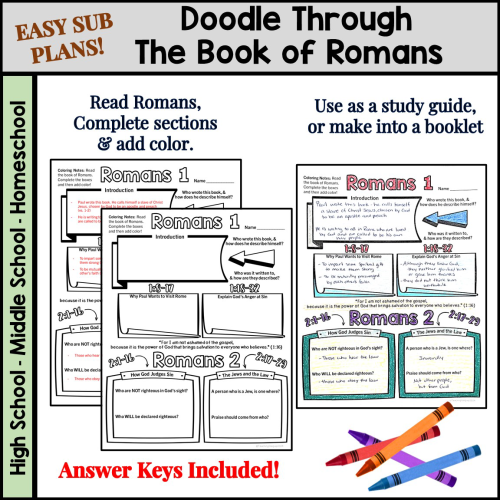 Doodle through the Book of Romans Bible Worksheet Activity - Made By ...