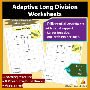 Long Division Adaptive Worksheets with Visual Support - Made By Teachers