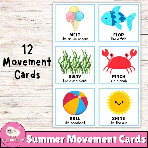 Summer Movement Cards | Printable Action Flashcards Brain Break ...
