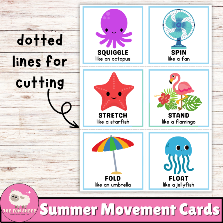 Summer Movement Cards | Printable Action Flashcards Brain Break ...