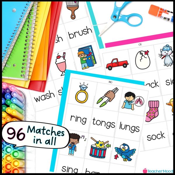 Matching Activities Consonant Digraphs | Phonics Review | Memory Game ...