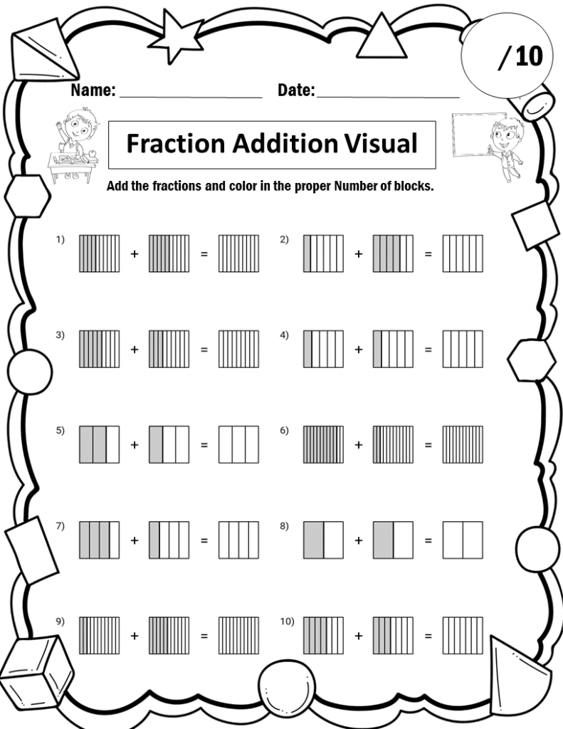Adding Fractions with Visual Models Worksheets - Made By Teachers