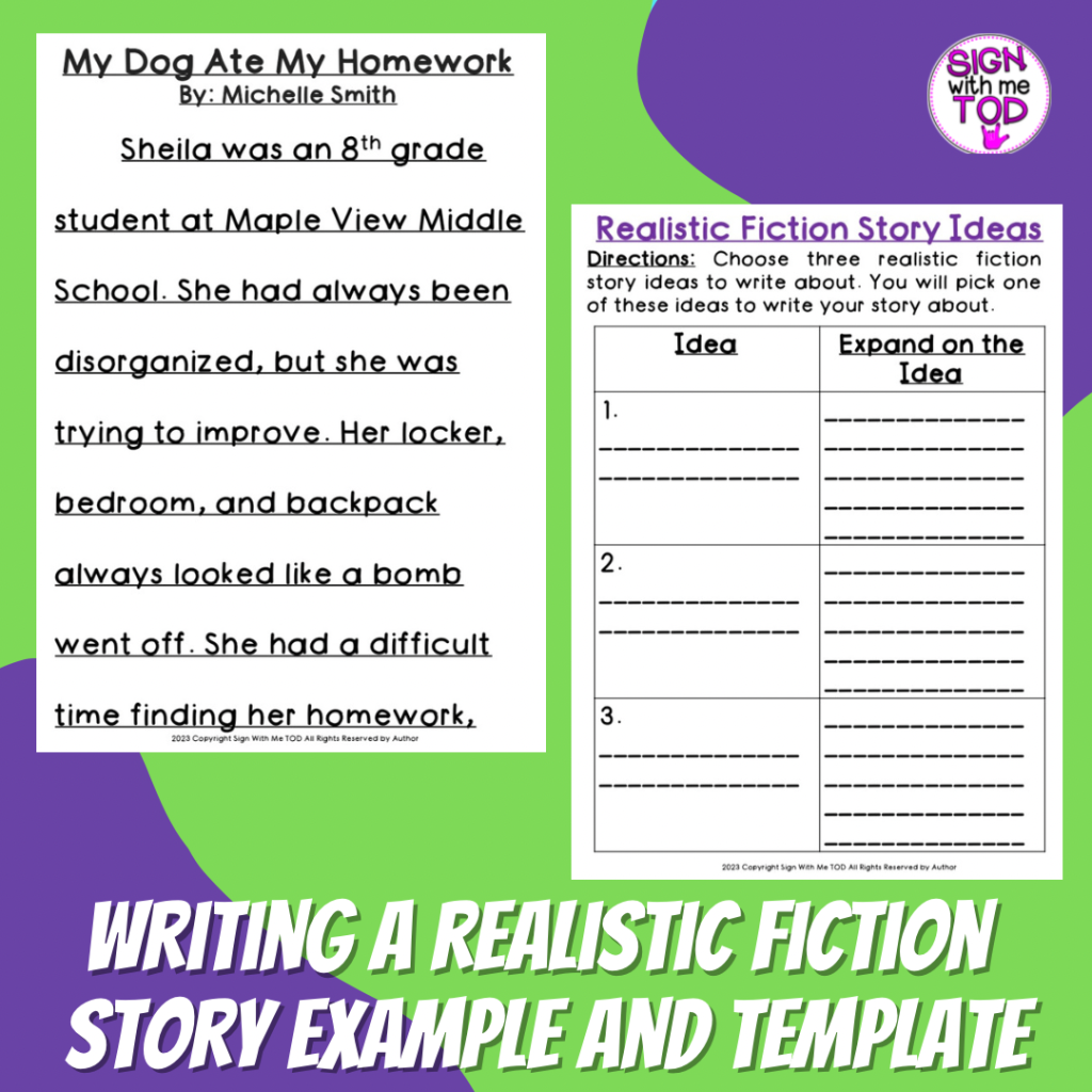 Writing a Realistic Fiction Story Graphic Organizer, Example, and ...