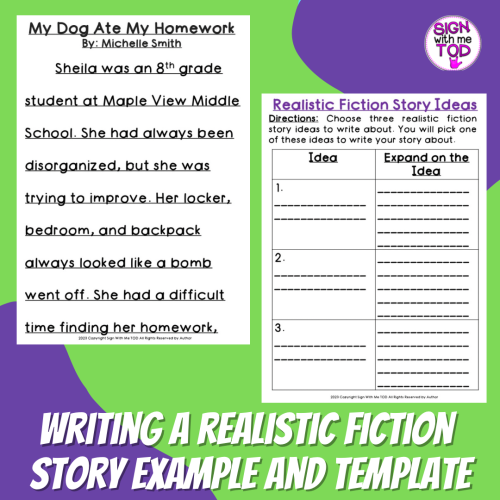 Writing a Realistic Fiction Story Graphic Organizer, Example, and ...