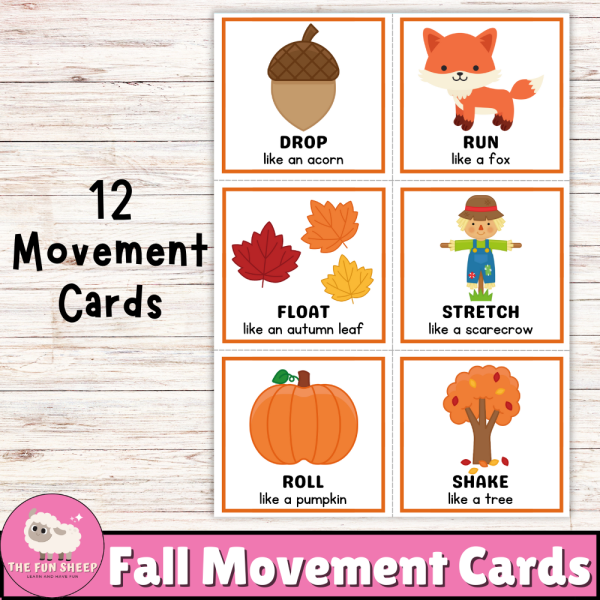 Fall Movement Cards | Printable Action Flashcards Brain Break ...