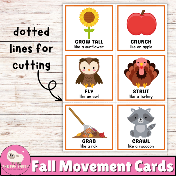 Fall Movement Cards | Printable Action Flashcards Brain Break ...
