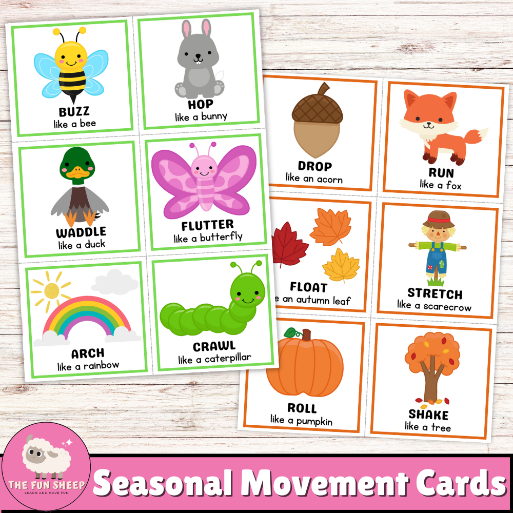 Seasonal Movement Cards | 4 Seasons Action Flashcards Brain Break ...