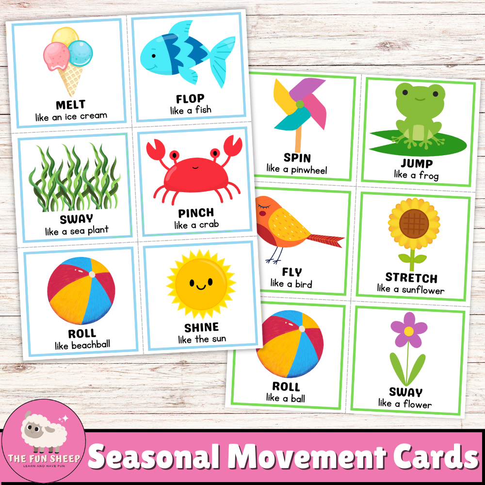Seasonal Movement Cards | 4 Seasons Action Flashcards Brain Break ...