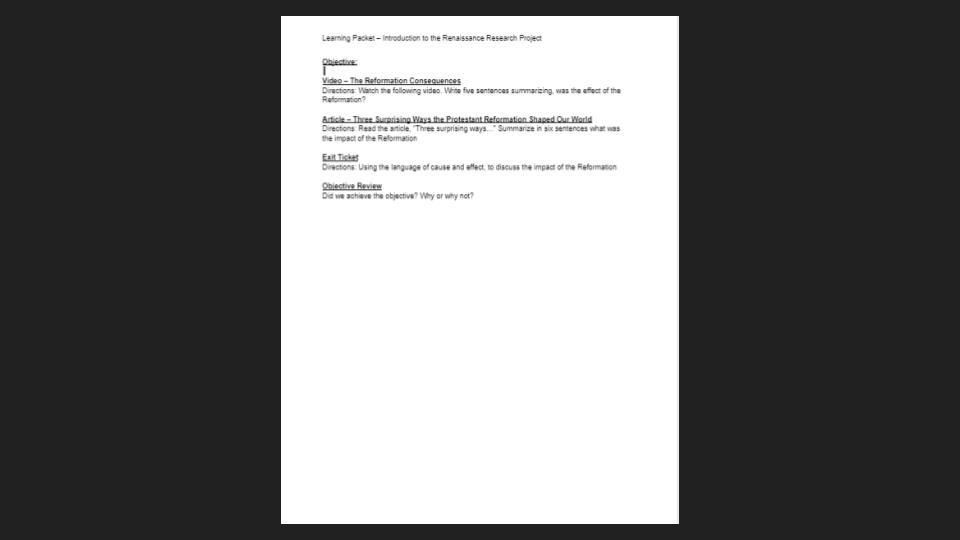 The Impact of the Renaissance - Learning Packet | Made By Teachers