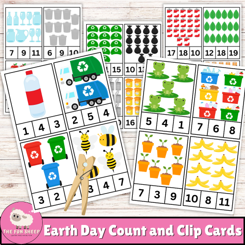 Earth Day Count and Clip Cards 1-20 | Counting Numbers Math Spring ...