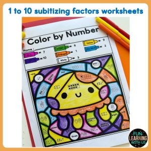 Summer Color by Number 1 to 20 Math Worksheet | Summer Subitizing ...