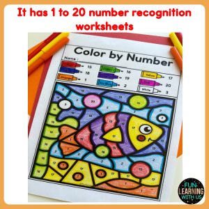 Summer Color by Number 1 to 20 Math Worksheet | Summer Subitizing ...